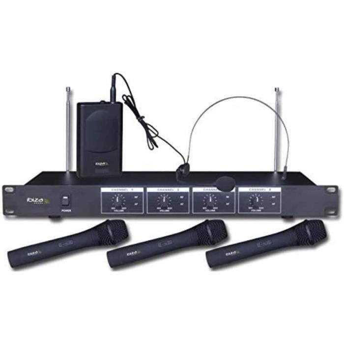Ibiza VHF4 Système de Micro sans Fil avec 3 Micro Main VHF, 1 Micro de ...
