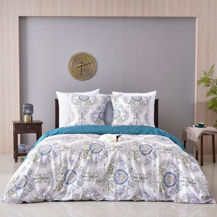 Housse de couette et taies - Topfinel - Blanc - 220 x 240 cm ... Housse de couette et taies - Topfinel - Blanc - 220 x 240 cm ...