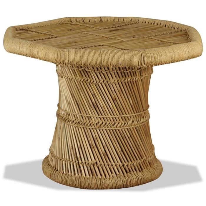 GEST Table basse octogonale Bambou et jute naturel 60 x 60 x 45 cm ...
