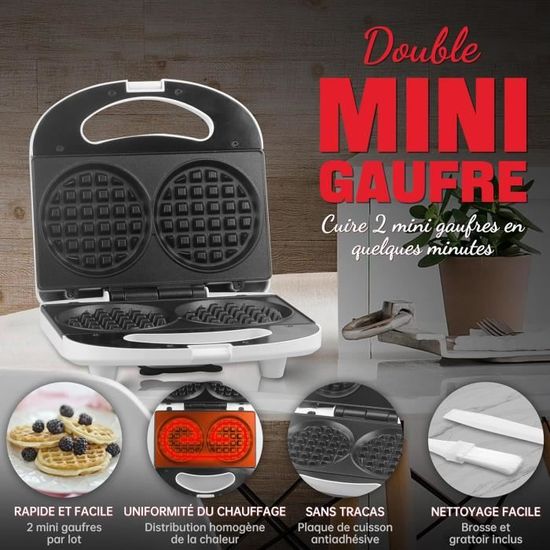 SugarWhisk Mini gaufrier double, Machine à gaufre, Petit gaufrier avec ...
