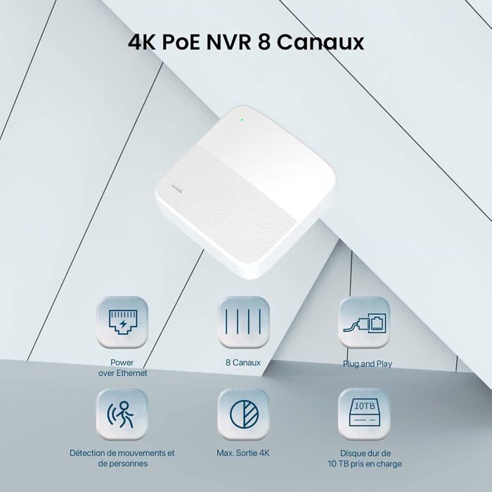 Nvr 8 Canaux, 4K Poe Vidéo Surveillance Enregistreur, Transmission 250M ...
