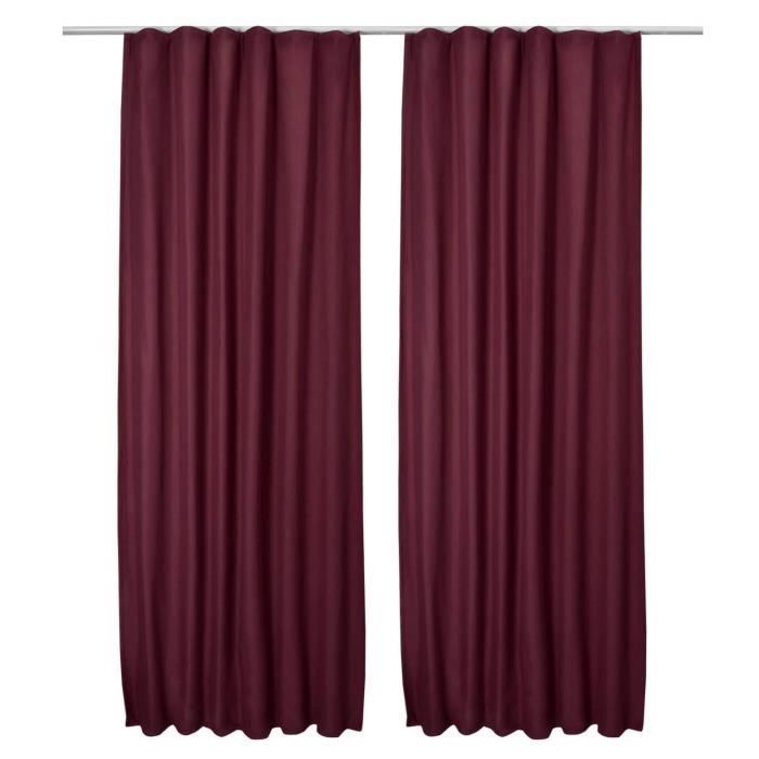 Beautissu Lot de 2 Rideaux thermiques Bordeaux uni opaque à ruflette ...