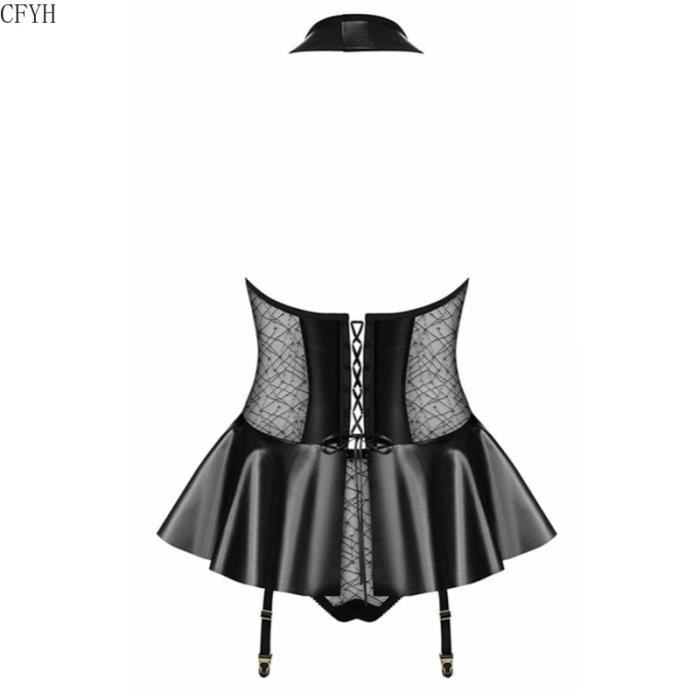 Adulte Noir Discothèque En Cuir Verni Vêtements Femmes Faux Cuir