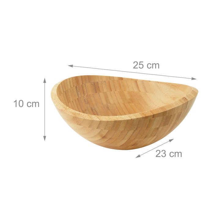Saladier Relaxdays, bambou, ovale, H x l x P : 10 x 25 x 23 cm, pour ...