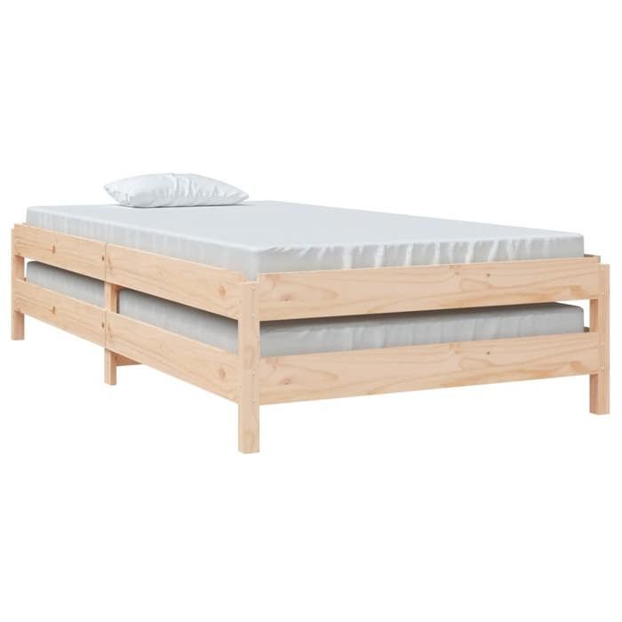 Lit empilable sans matelas - Bonne Nuit - 100x200cm bois massif de pin ...