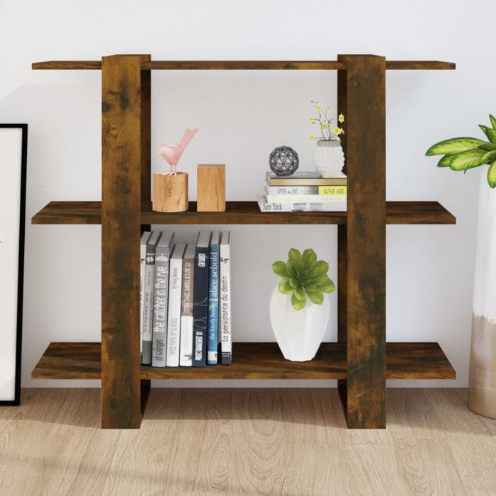 Bibliothèque - Chêne fumé - 100x30x87 cm - Meuble de salon - Style ...