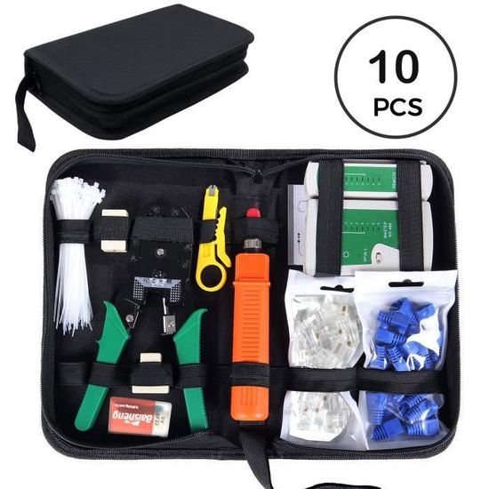 Kit d'Outils Réseau - YWEI - 10 en 1 - Testeur de Câble LAN - Pinces de ...