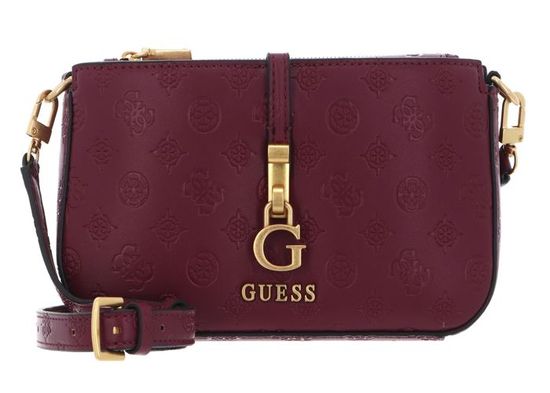 GUESS Sac à épaule bandoulière rouge vin pour femme - G James Logo Mini ...