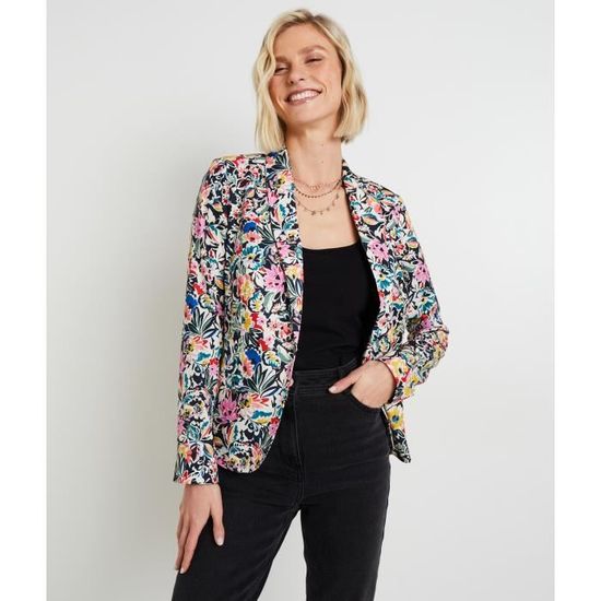 GRAIN DE MALICE - Veste blazer imprimé femme Beige - Cdiscount Prêt-à-Porter