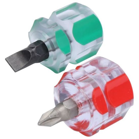 Jeu de 20 tournevis à fente tronquée Stubby Mini - QIILU - PVC - Acier ...