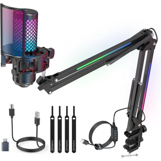 Micro Gaming Kit, Rgb Microphone Usb À Condensateur Pour Ordinateur Pc ...