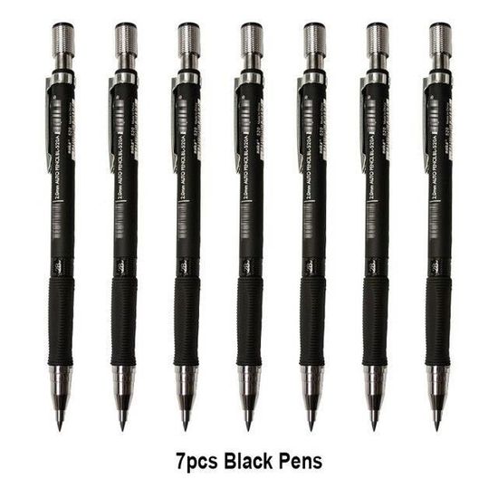 CRAYON GRAPHITE,7 Black Pen--Jeu de crayons à tête 2B, gommes à crayon ...