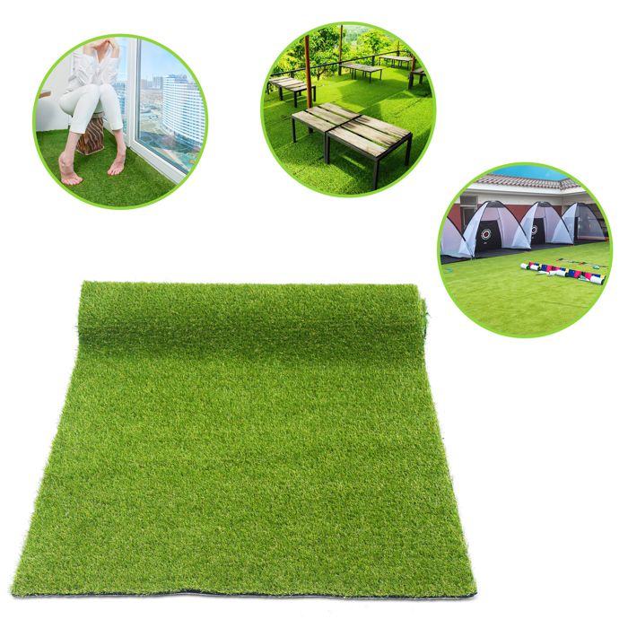 Riossad Gazon synthétique - 20mm 1x2m Fibre polypropylène Résistant aux UV et aux intempéries ...