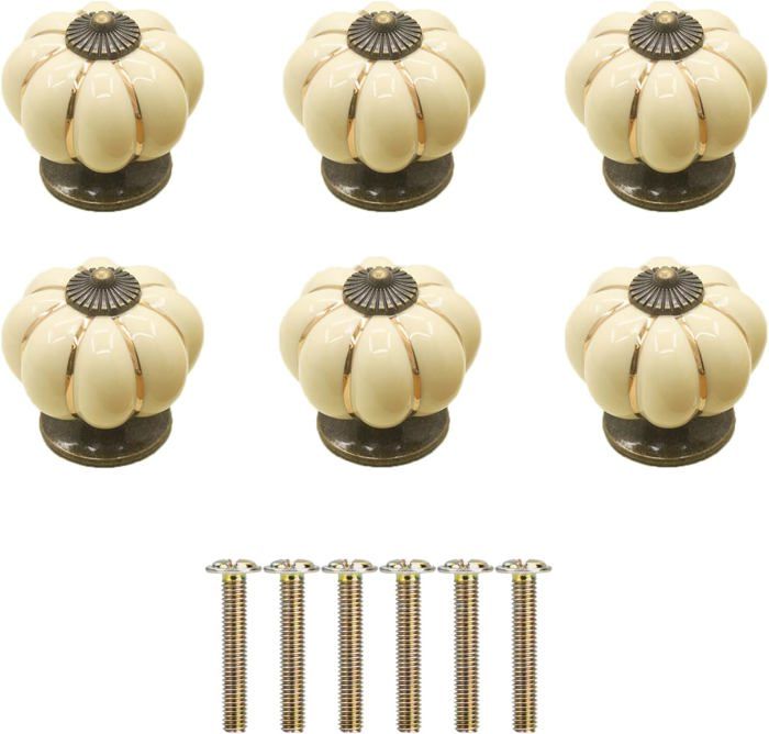 Lot de 6 Poignée Ceramique Citrouille, Bouton de Porte de Placard ...