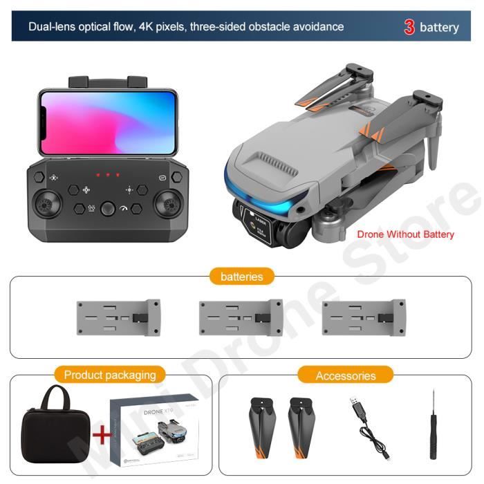 Gris clair 2C 3B - Hélicoptère Rc 4k Hd Pliable Avec Caméra De Contrôle ...