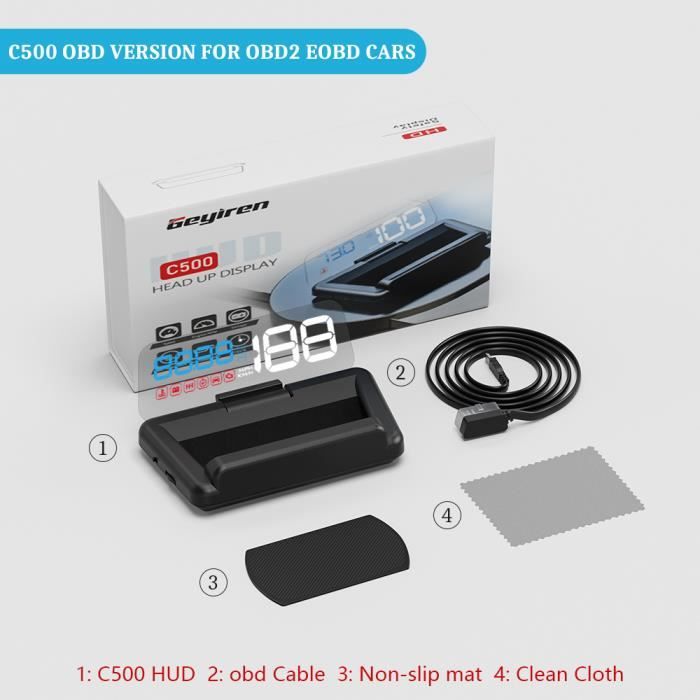 Travail OBD2 EOBD Voiture - GEYIREN C500 Auto HUD GPS OBD2 Affichage ...
