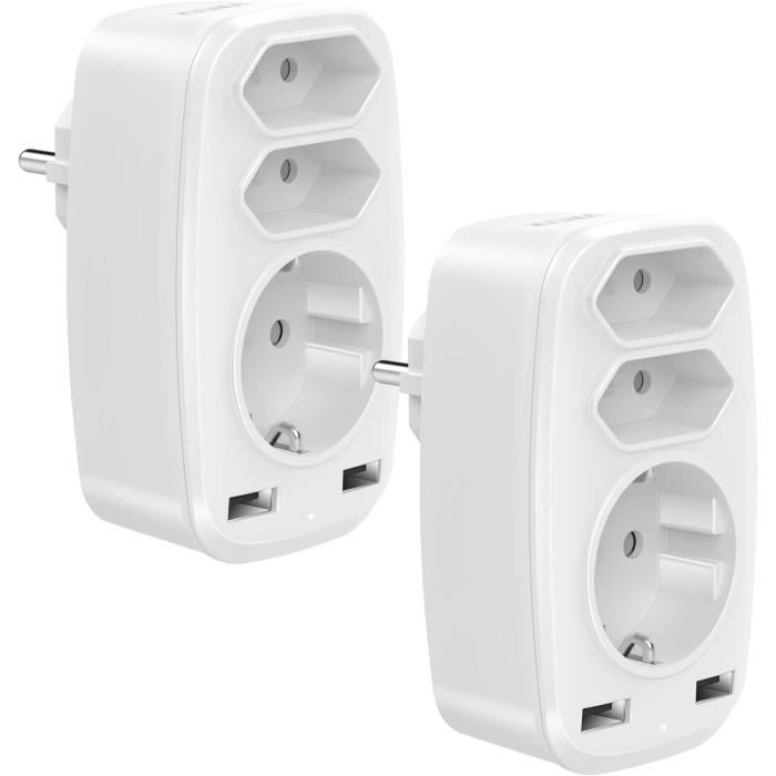 [2 Packs] Prise Usb Multiple, 3 Prises Multiple Murales (4000W) Avec 2 ...