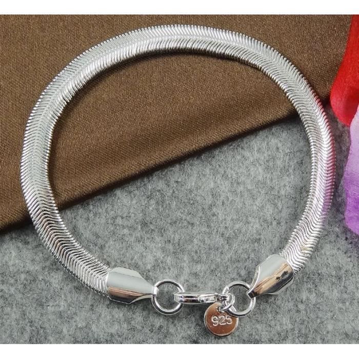 Bracelet plat en Argent 925/1000 type serpent - Cdiscount