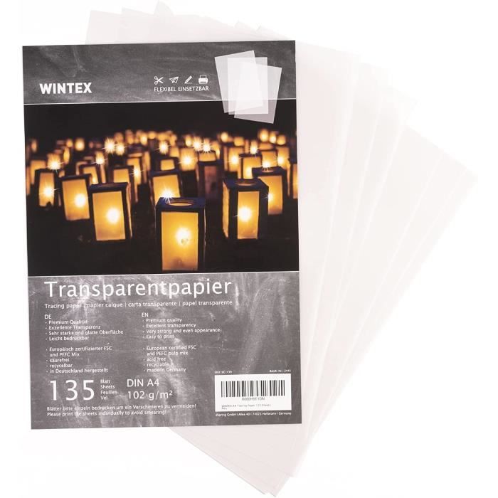 Papier Calque Transparent A4 - Lot de 135 - Feuilles de Calque pour l ...