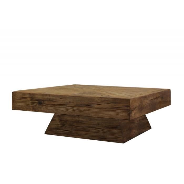 Table basse carré - Collection CHALET - Bois massif - Patiné - 100 cm x ...