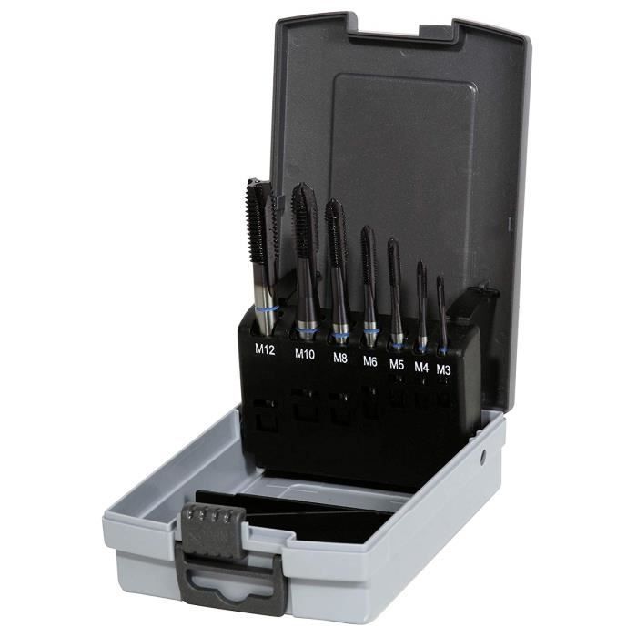 Gertus Jeu d`outils de découpe fileté dans boîte rose (taraud à machine ...