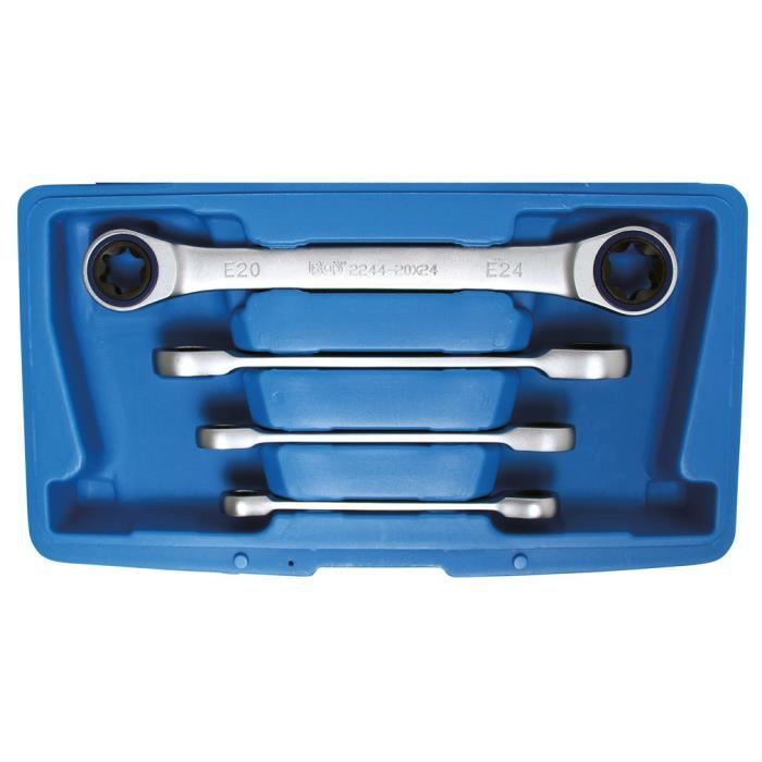 Jeu de clés TORX à oeil à cliquet BGS - E6/E8/E10/E12/E14/E18/E20/E24 - Acier chrome-vanadium ...