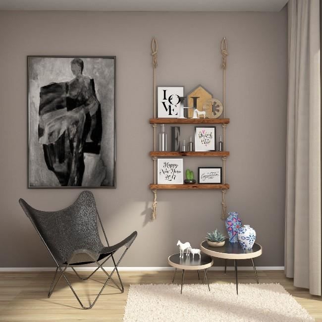 HOMEMANIA Étagère Halatli - Chêne, Ecru - 75 x 9 x 125 cm - Cdiscount Maison