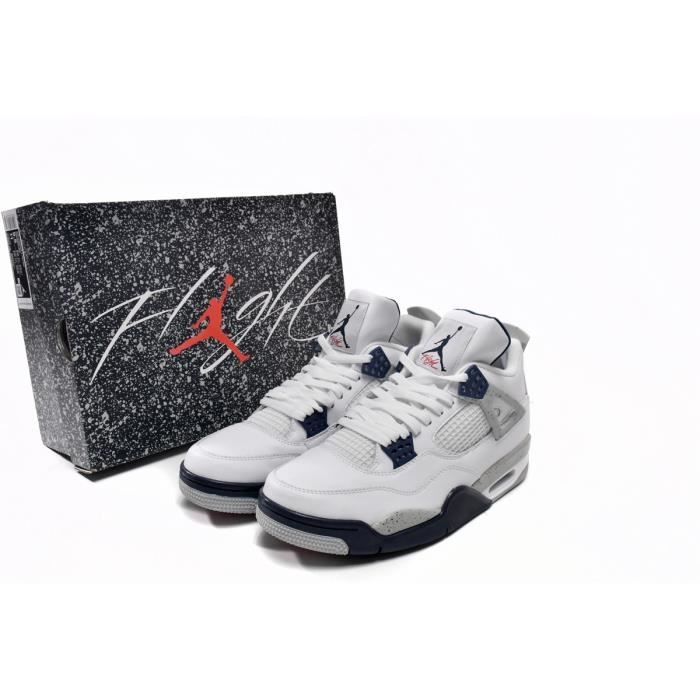 Basket NIKKEE Airs Jordann 4 Low Chaussures Retro Midnight Navy white ...