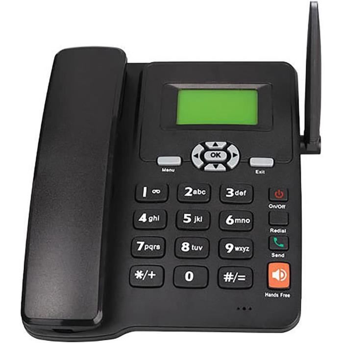 Ehskzjh Téléphone Fixe Noir Sans Fil Fixe Gsm Téléphone De Bureau Mains Libres Fonctions De ...