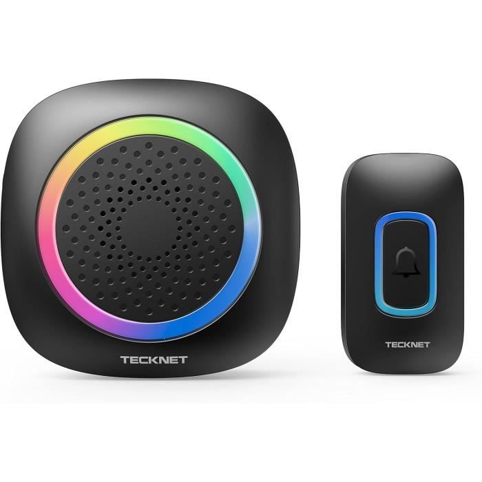 TECKNET Sonnette sans Fil à Piles, Étanche IP66 Portée 400M RVB ...