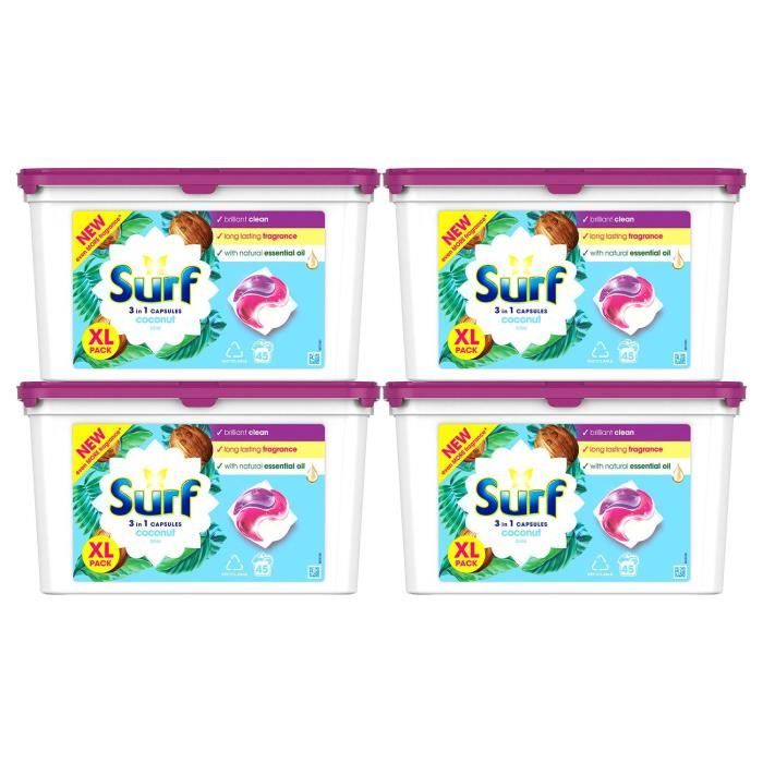 Surf 3 in 1 Washing Capsules with Natural Essential Oil Coconut Bliss ...