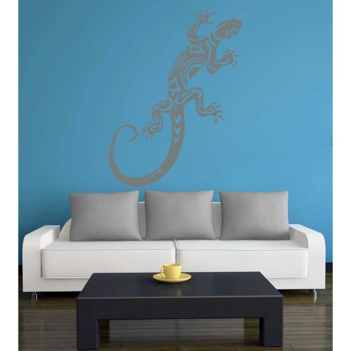 Sticker Mural « Gekko Tribal » 40 X 16 Cm Gris[u3795] - Cdiscount Au ...