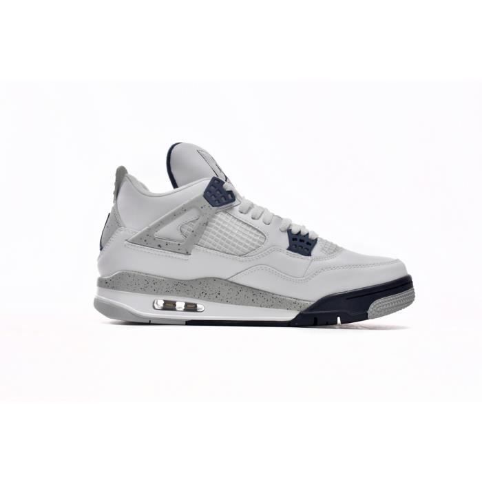 Basket NIKKEE Airs Jordann 4 Low Chaussures Retro Midnight Navy white ...
