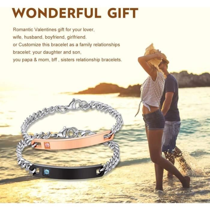 Bracelet Personnalisable Homme,Gourmette Prénom Personnalisé Couple ...