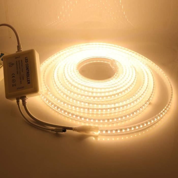 15M Ruban Led Blanc Chaud Dimmable 220 V Flexible Ruban À Led 120 Leds ...