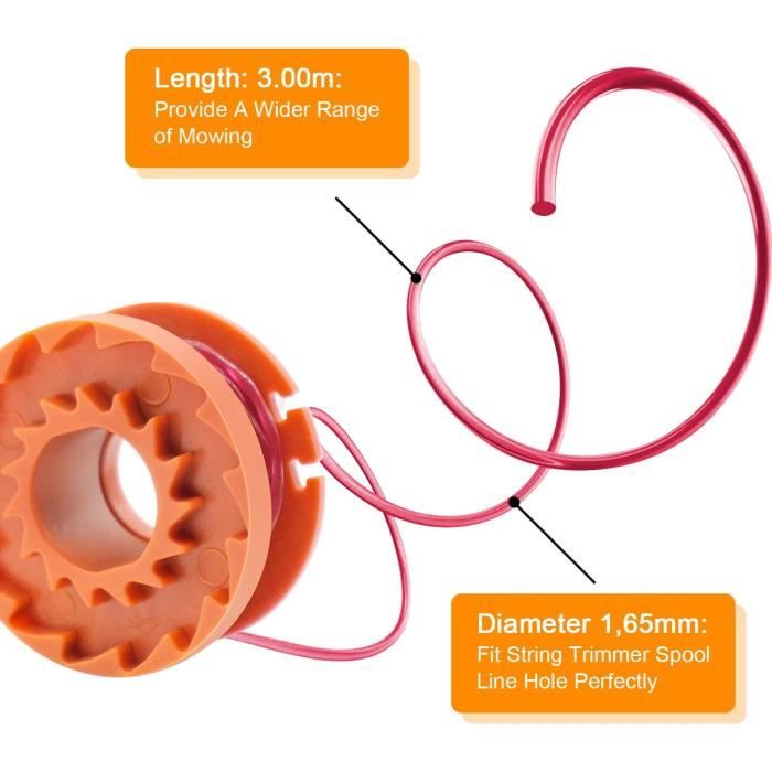 Bobine Fil Coupe Bordure, 8 Bobine de Fil Debroussailleuse avec 2 Couvercles, Longueur 3,00 m ...