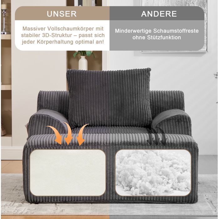 Canapé-Fauteuil extra large 1 place 147x110x67 cm avec repose-pieds ...