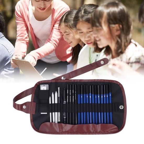 Joliprince - Crayon de dessin Kit de crayons de dessin 24 pièces Ensemble de crayons de croquis ...