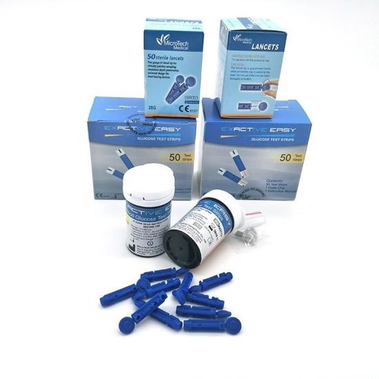Bandelettes de Test de glycémie Exactive Easy + aiguilles de lancette ...