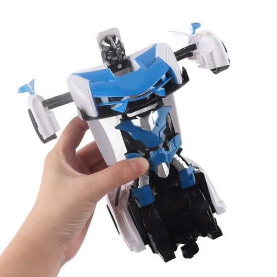 Voiture télécommandée - Pwshymi - Voiture et robot 2 en 1 - Voiture de police bleue - Plastique ...
