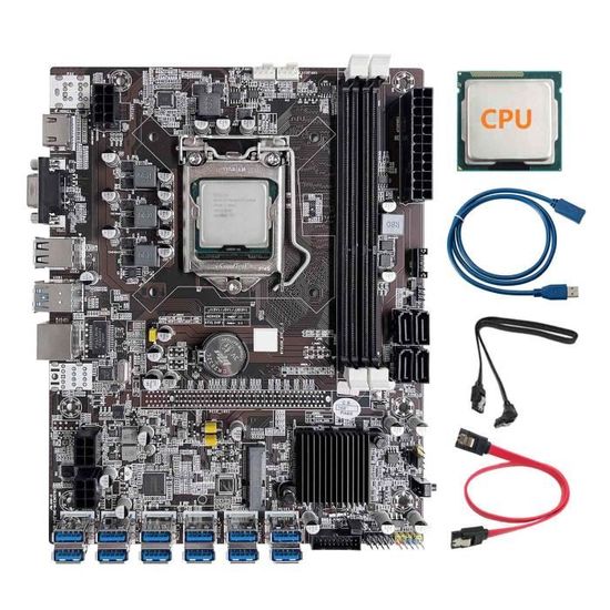 B75 Motherboard+Random CPU+USB Extension Cable(1M)+2XSATA Cable ...