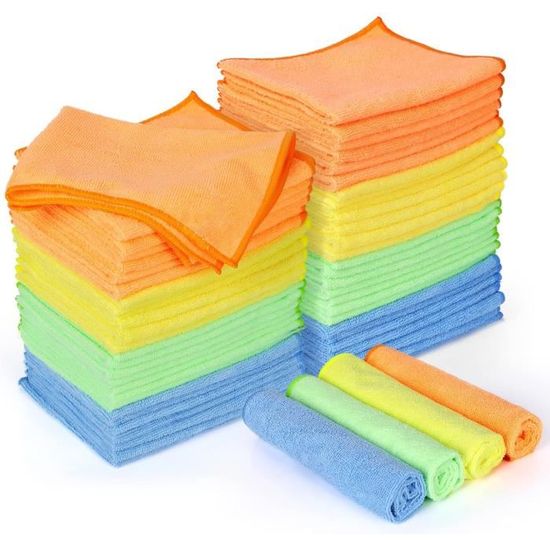 Midyb Lot de 48 chiffons de nettoyage en microfibre doux non pelucheux ...