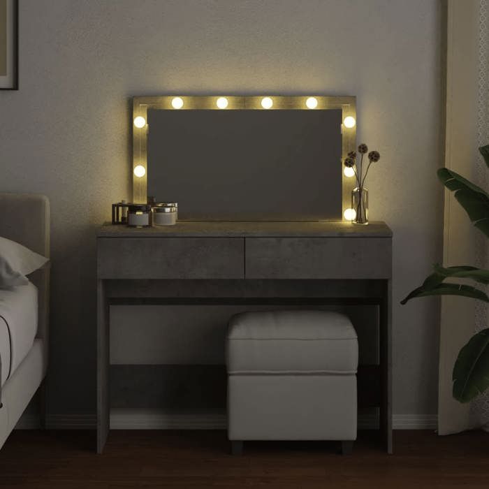 Coiffeuse - minimaliste moderne - avec LED gris béton 100x40x120 cm ...