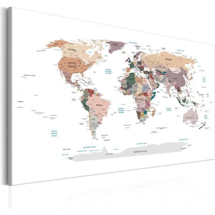 Tableau WORLD MAP WHERE TODAY? - 60 x 40 cm - Cdiscount Maison