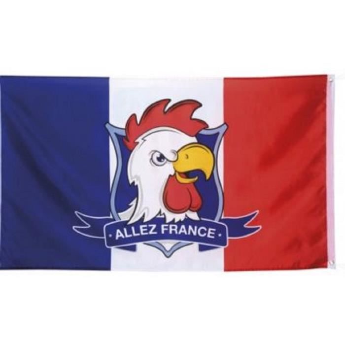 Lot de 3 Drapeaux Coq Francais ALLEZ FRANCE - Cdiscount