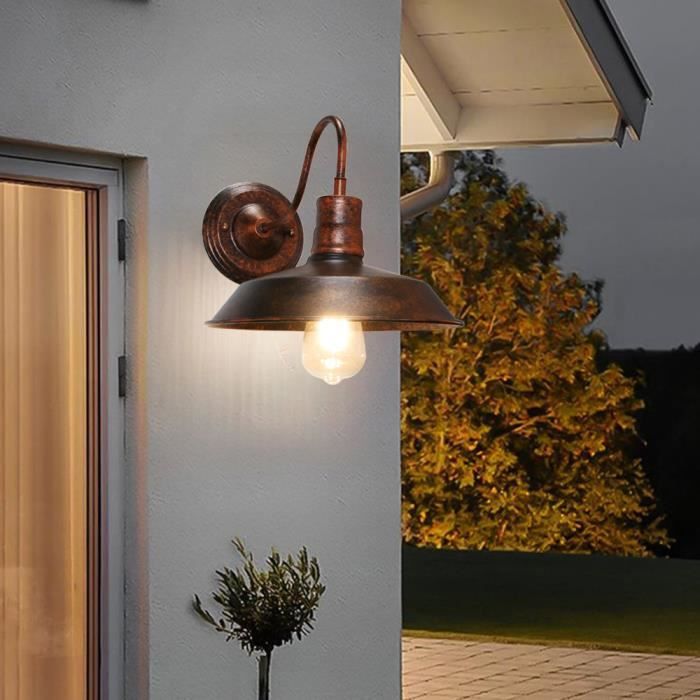 WHITEIN Applique industrielle en Métal - Design Vintage Abat-jour Rouille 1pcs Ø26cm - Pour ...