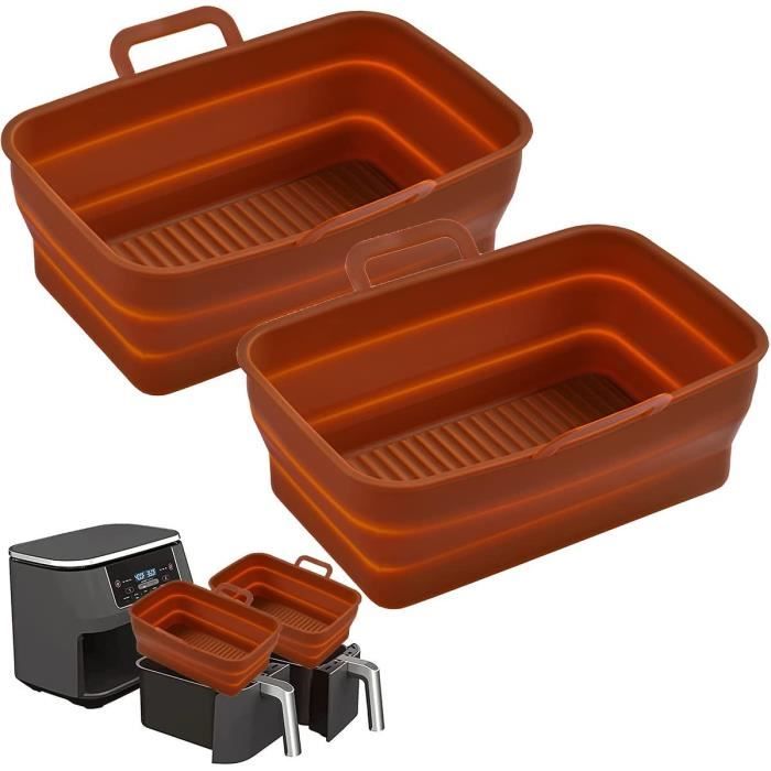 2Pcs Air Fryer Silicone Pot Réutilisable Air Fryer Douleur Rectange Air ...