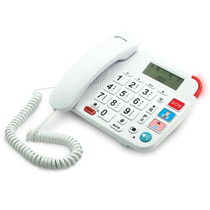 Téléphone fixe - GEEMARC - Dallas 20 - Grosses touches - Volume ...