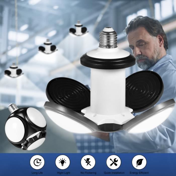 Lampes de Garage LED 60W, 3400 LM Lampe Garage Déformable Ajustables ...