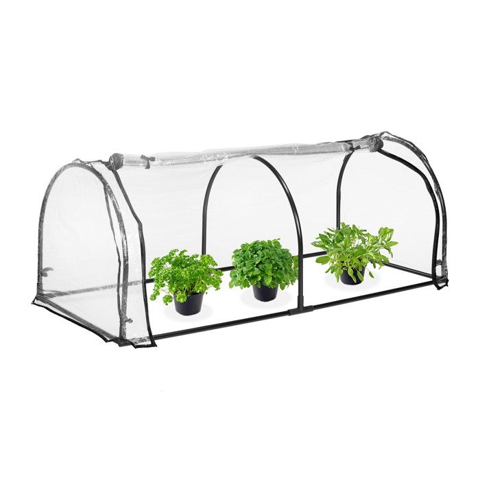 Relaxdays Serre de jardin, HxLxP : 71x189x78 cm, large porte, tunnel ...